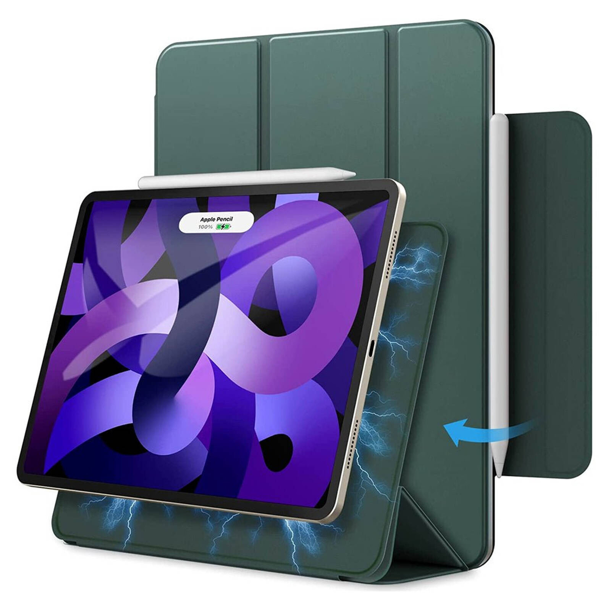 TEGAL Magnetic iPad Pro Case with Apple Pencil Clasp for iPad Pro 2021 12.9" Midnight Green ...