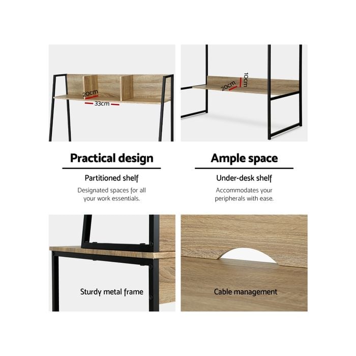 Artiss Computer Desk with Shelf 100cm - Bunnings Australia