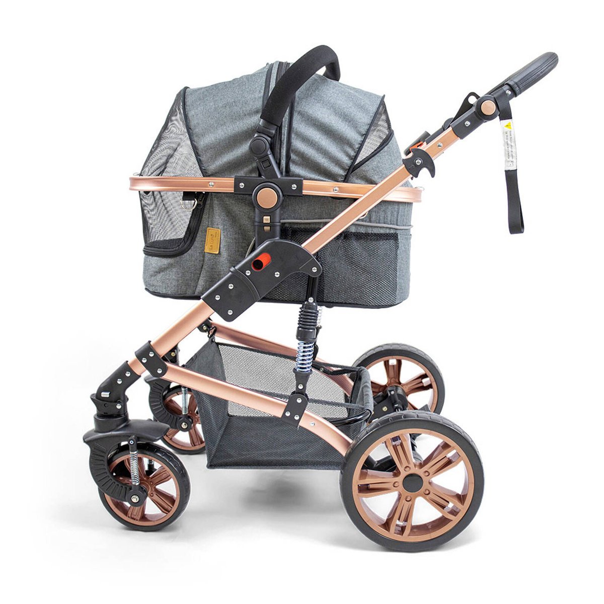 La Luna Pet Care - Rose Gold - Grey - Pet Stroller with ISOFIX Car ...