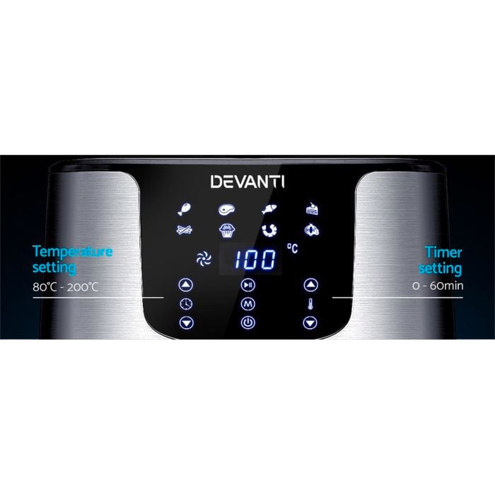 Devanti 7L 1700W Stainless Steel Air Fryer - Bunnings Australia
