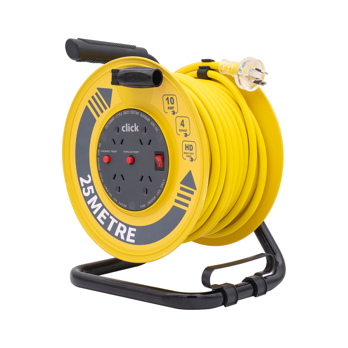 Click 25m Yellow Heavy Duty 4 Outlet Cable Reel - Bunnings New Zealand