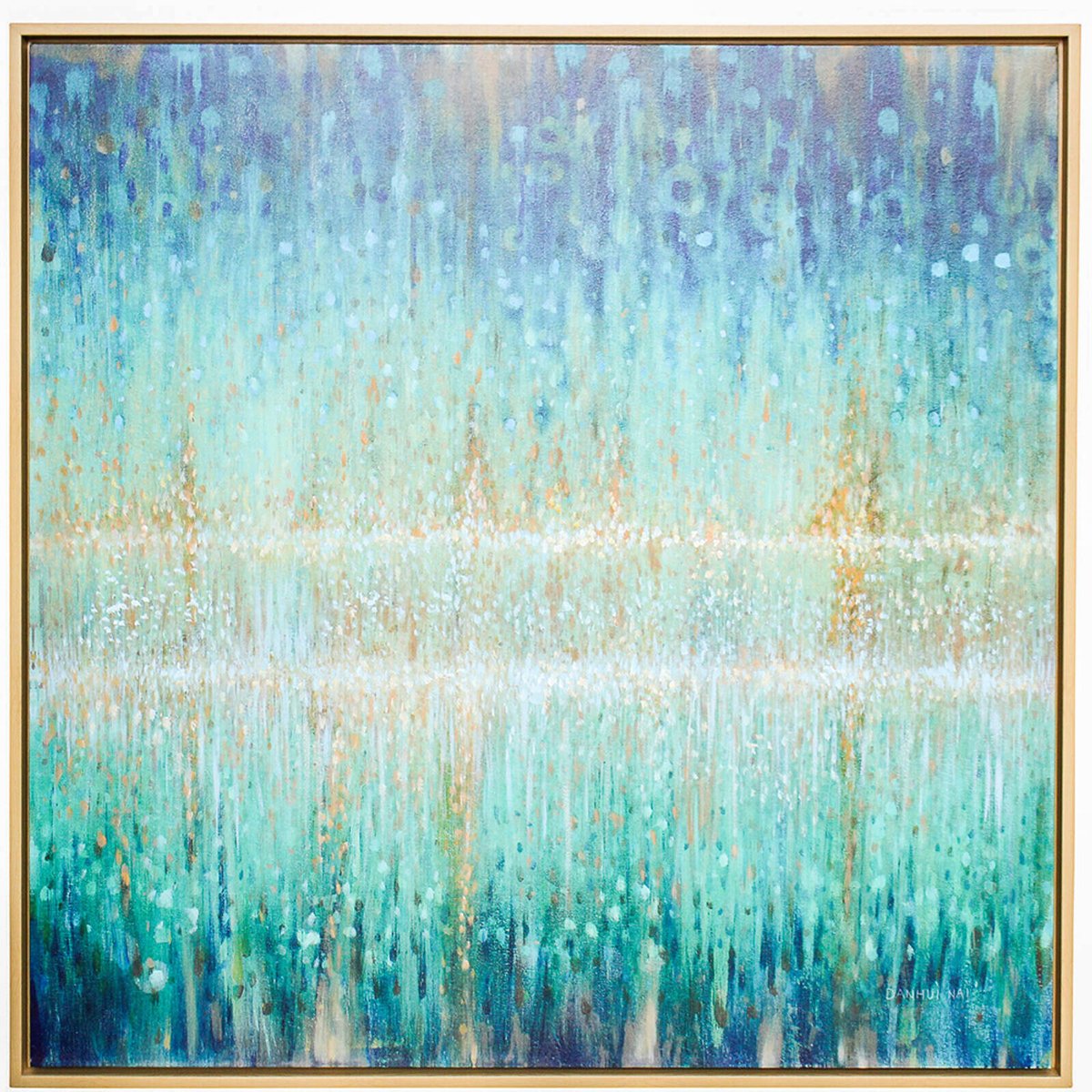 LVD Framed Canvas Rain Aqua Decorative Wall Art Home Decor 100x100cm ...