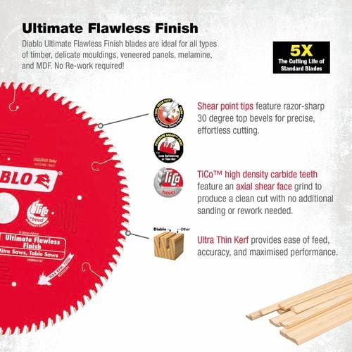 Diablo 254mm 90t Ultimate Flawless Finish Circular Saw Blade Bunnings