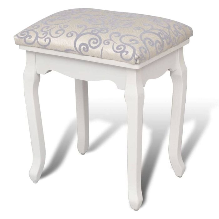 vidaXL Dressing Stool Warm White Luxurious Bedroom Chair Elegant Fabric 47cm - Bunnings Australia