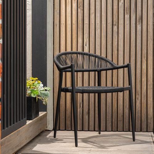 Mimosa Aluminium Rope Dining Chair - Black - Bunnings Australia