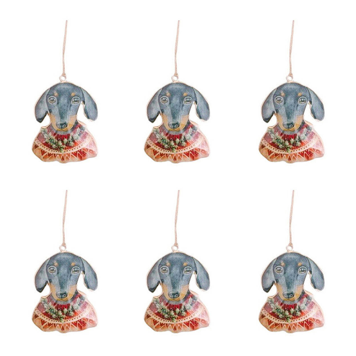 6PK Urban Christmas Dog Wearing Jumper Hanging Decoration 11cm Red ...