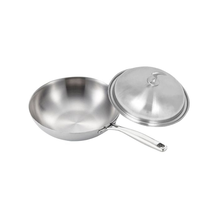 SOGA 32cm Stainless Fry Pan with Lid - Bunnings Australia