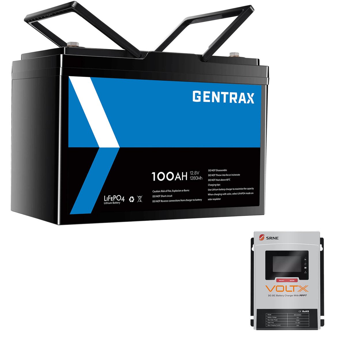 GENTRAX 12V 100Ah Lithium Battery + 50A DC-DC MPPT Charger - Bunnings ...