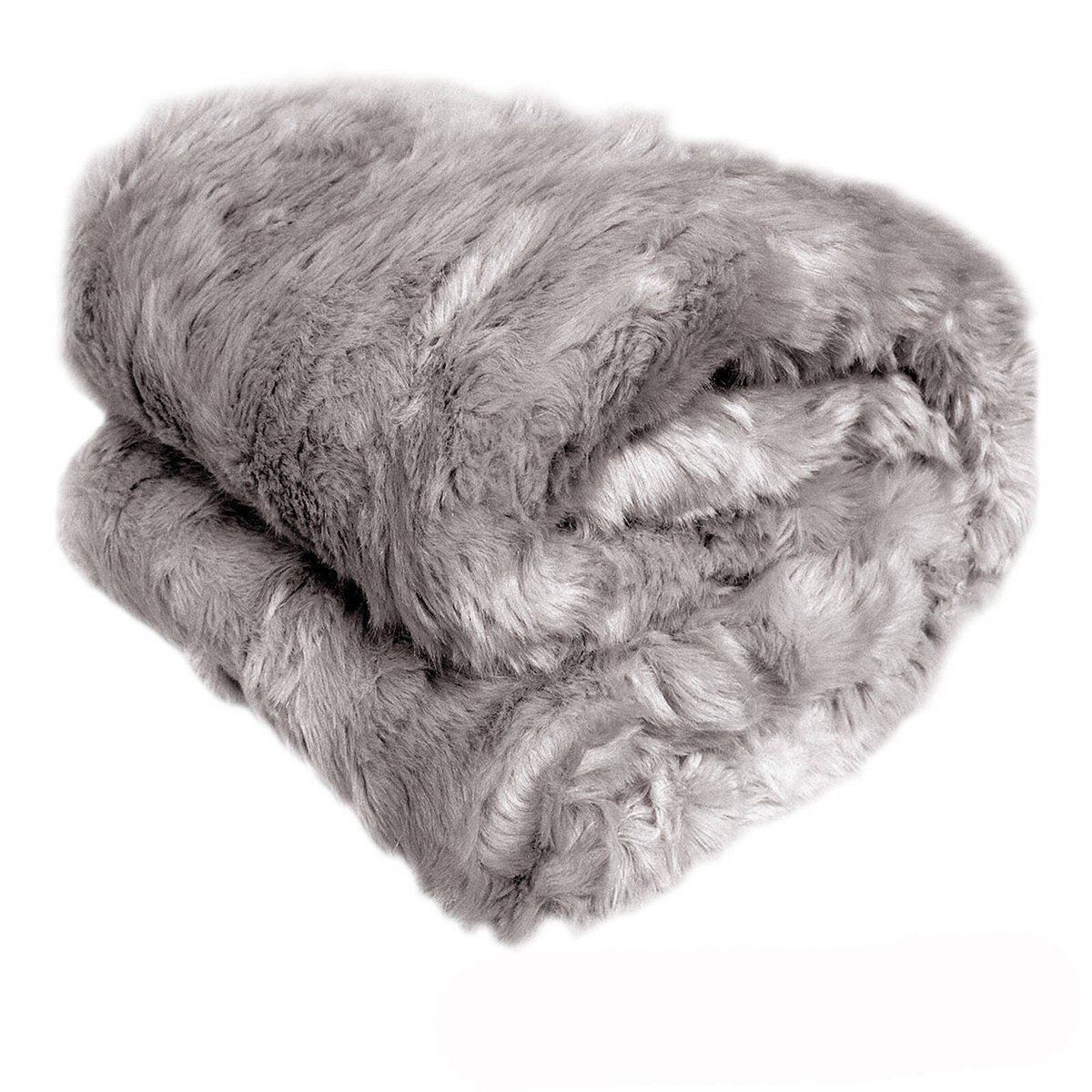 Shaye Luxury Range Faux Fur Throw Rug 127 x 152 cm Taupe Angora Rabbit ...