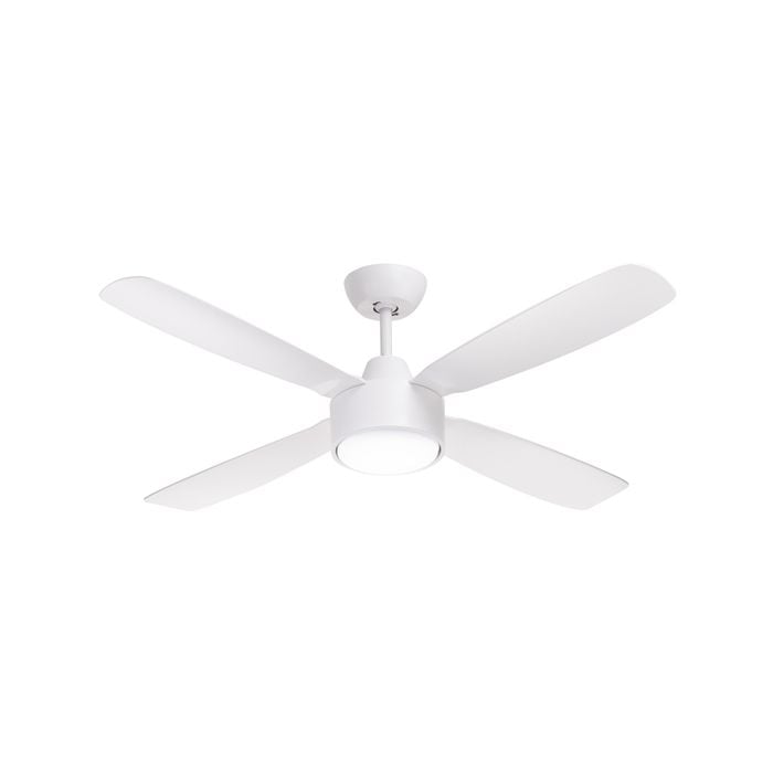 Arlec 120cm White Matte AER 4 Blade DC Ceiling Fan With LED Light ...