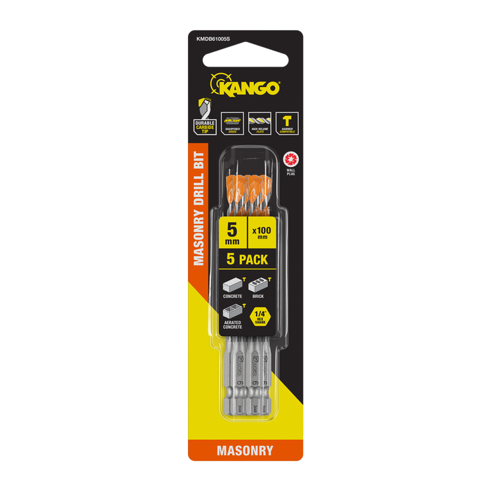 Kango 6 x 100mm 1/4" Masonry Drill Bit - 5 Pack - Bunnings New Zealand