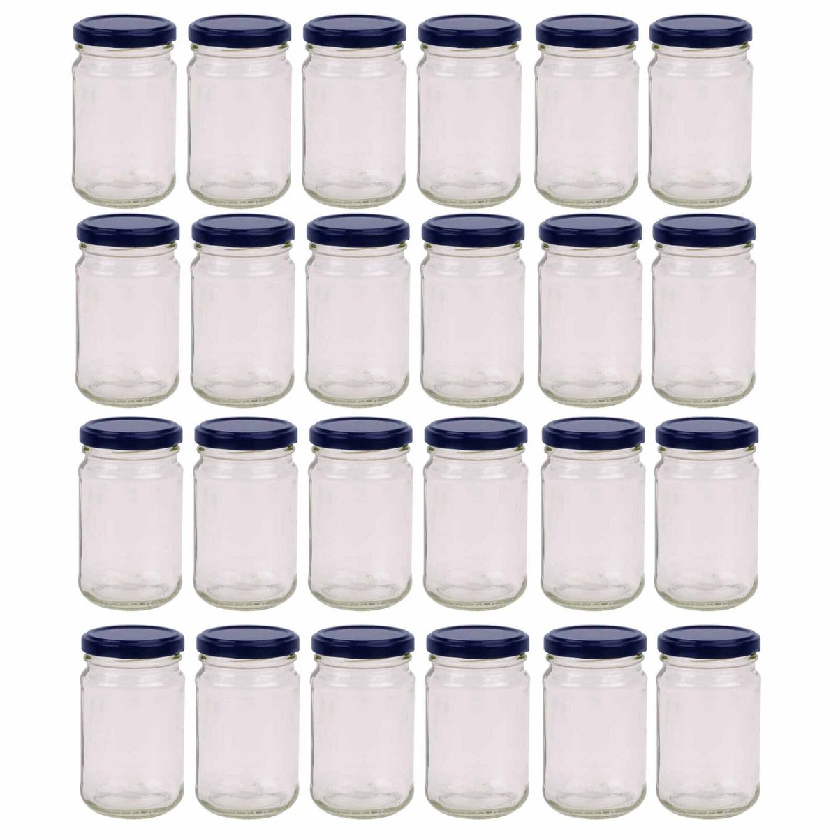 24x 375ml Flint Glass Jars + Twist Lids - Round Food Storage Preserving ...