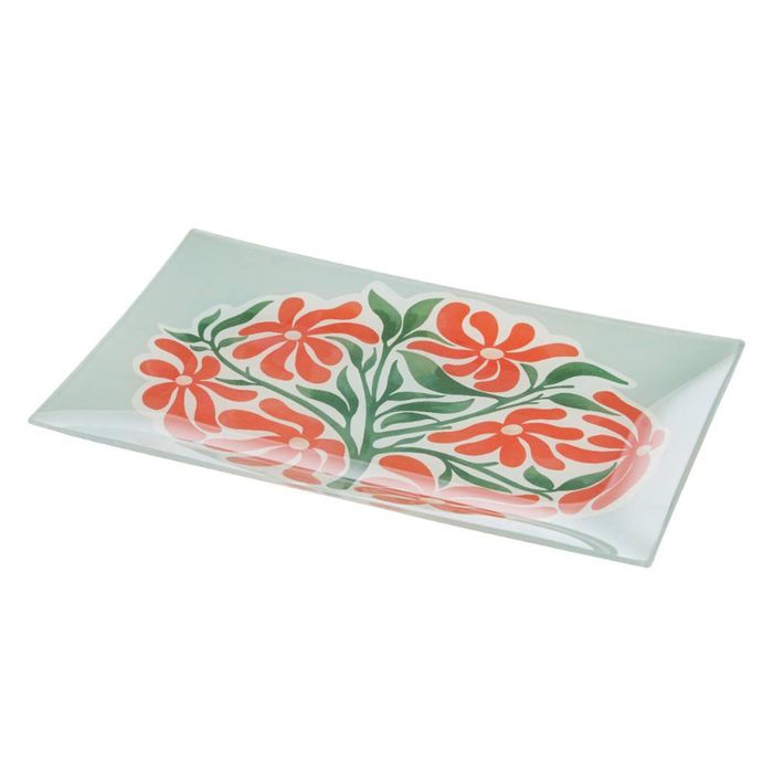 Emporium Lulu Glass Rectangular Plate - Flower - Bunnings Australia