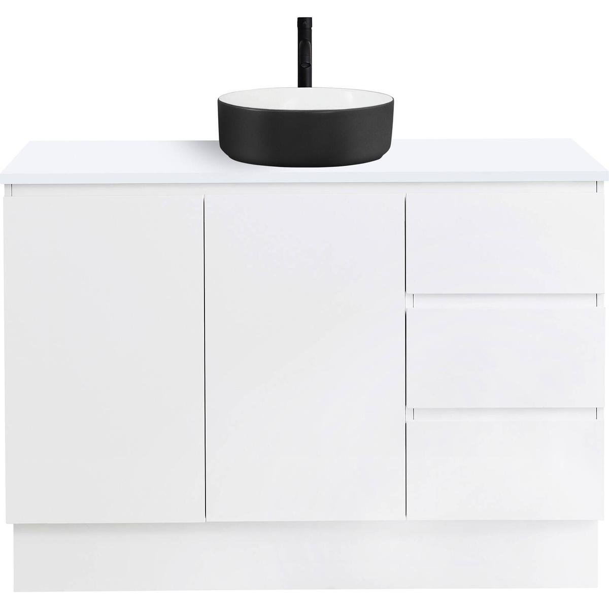 CIBO 1200mm White Nordic Full Height Bathroom Vanity With Black And White Basin - White ...