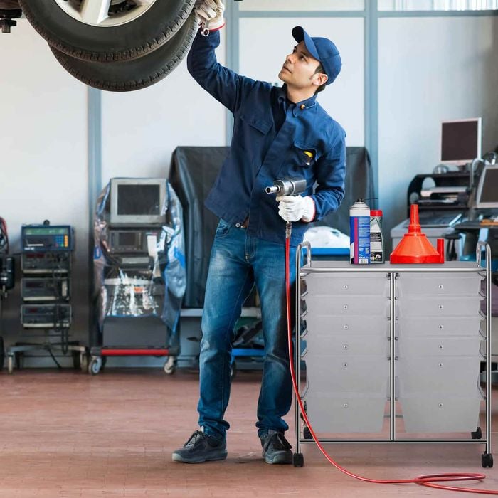 Costway 12-Drawer Storage Trolley Filing Cabinet w/Wheels Clear ...