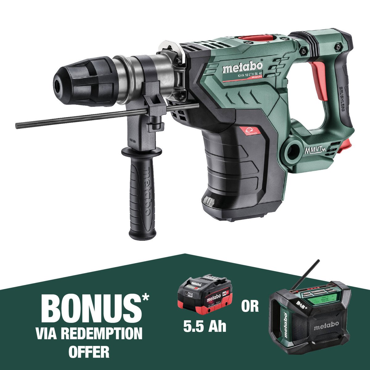 Metabo 18V Brushless Cordless Rotary Hammer SDS MAX - Skin Only ...