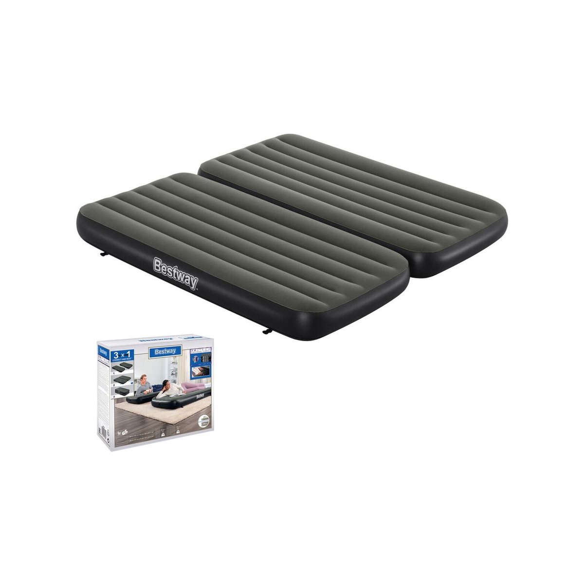 Bestway Air Mattress King Size Twin Beds 3 In 1 Inflatable Blow Up Bed ...