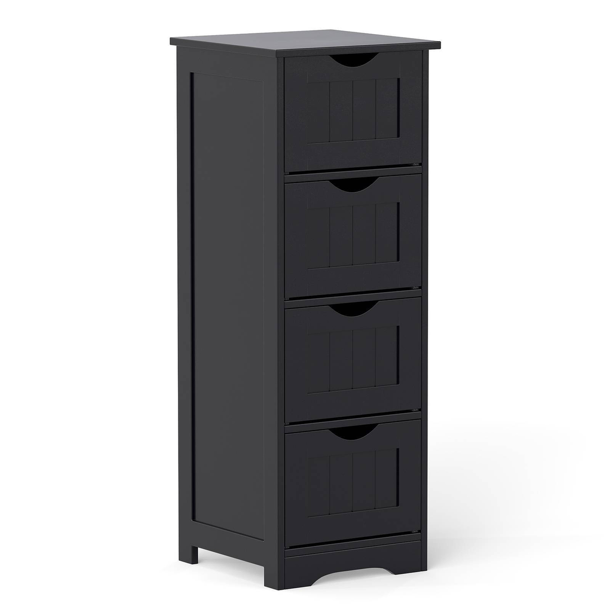 Costway 4-Drawer Side Cabinet Storage Organizer Bedside Table Black ...
