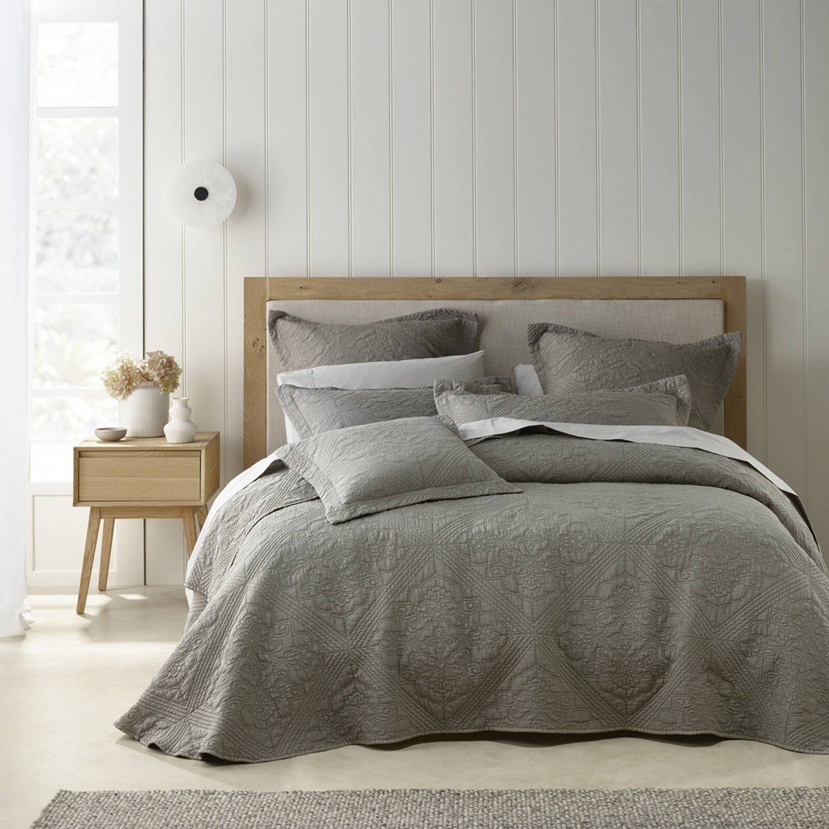 Bianca Zaria King Taupe Lightweight Polyester Bedspread Set - Bunnings ...