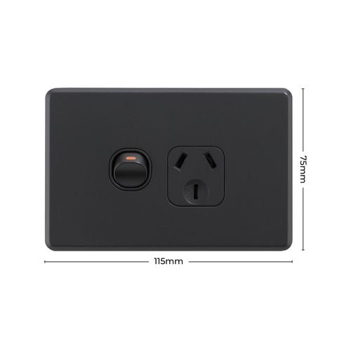DETA Black Matte S-line Single Power Point - Bunnings Australia