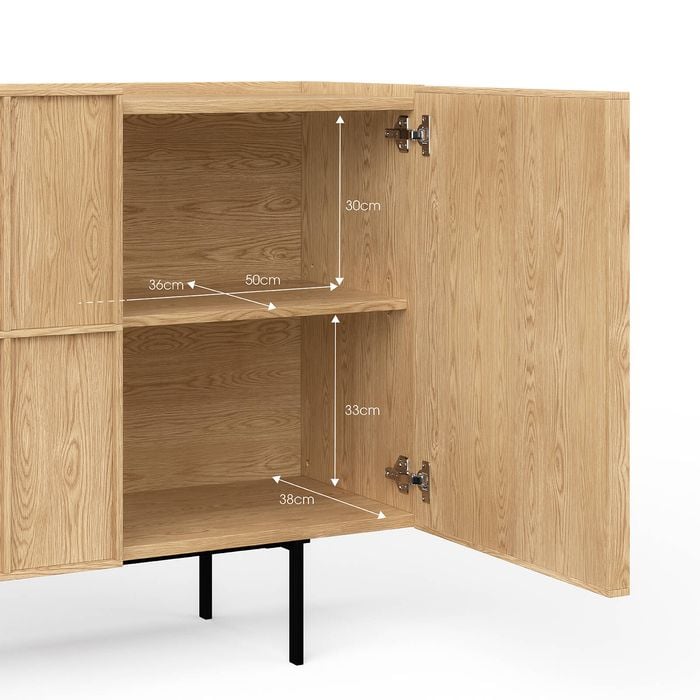 Linea Natural Oak 160cm Sideboard Cabinet - Bunnings Australia