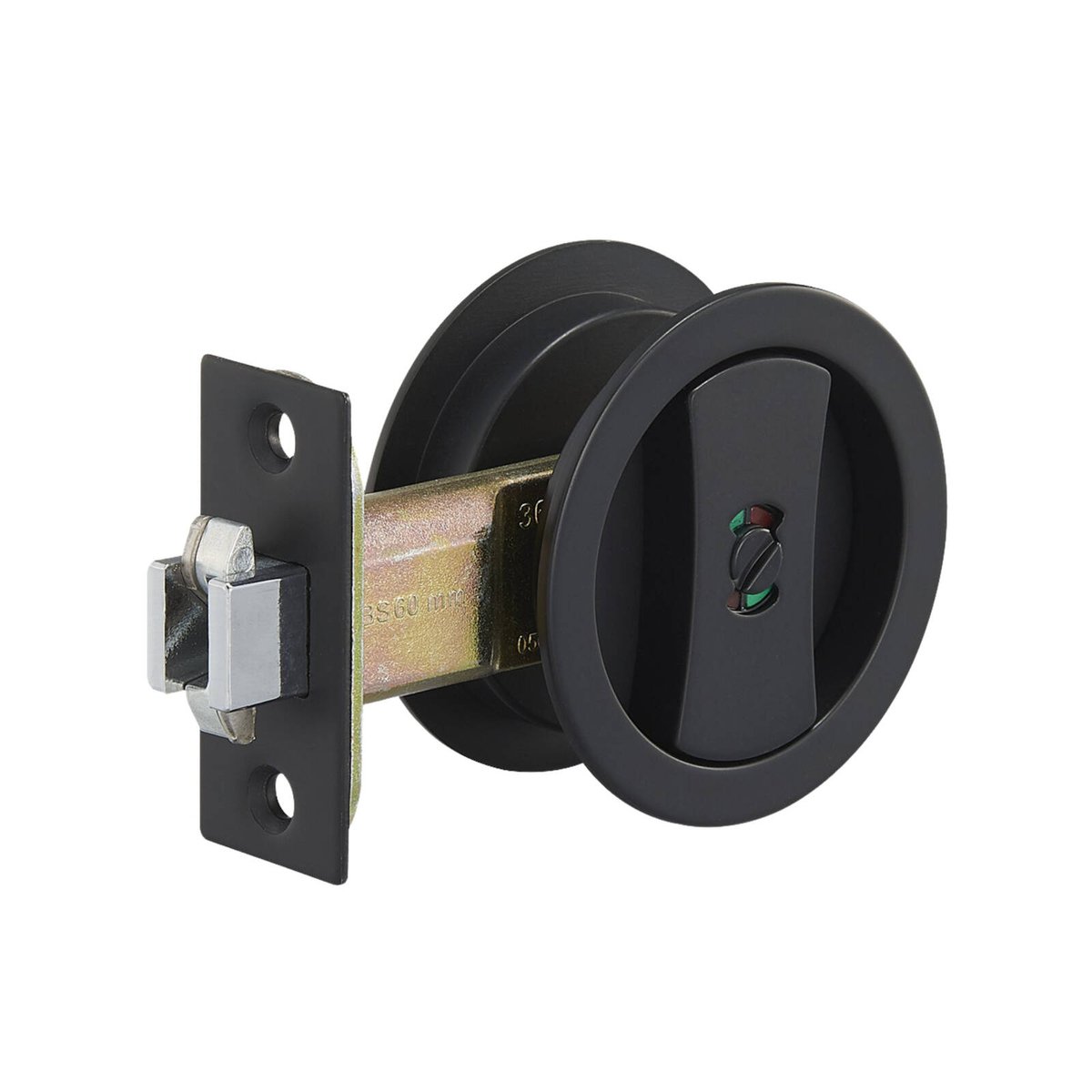 Zanda 50mm Matt Black Round Cavity Sliding Privacy Set - Bunnings Australia