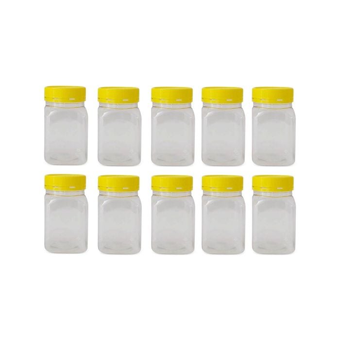 10x 500g Plastic Honey Jars + Lids - Square Clear Food Grade Packaging ...