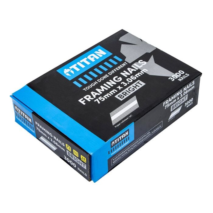 Titan 75 x 3.06mm Bright Steel Collated Framing Nails - 3000 Box ...