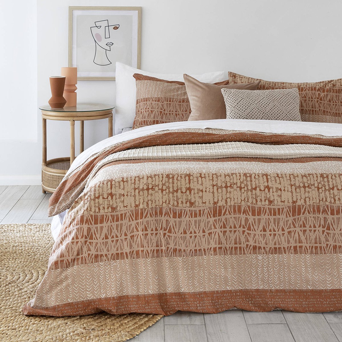 Bambury Single Bed Darlington Terracotta Quilt Cover Set Woven Home ...