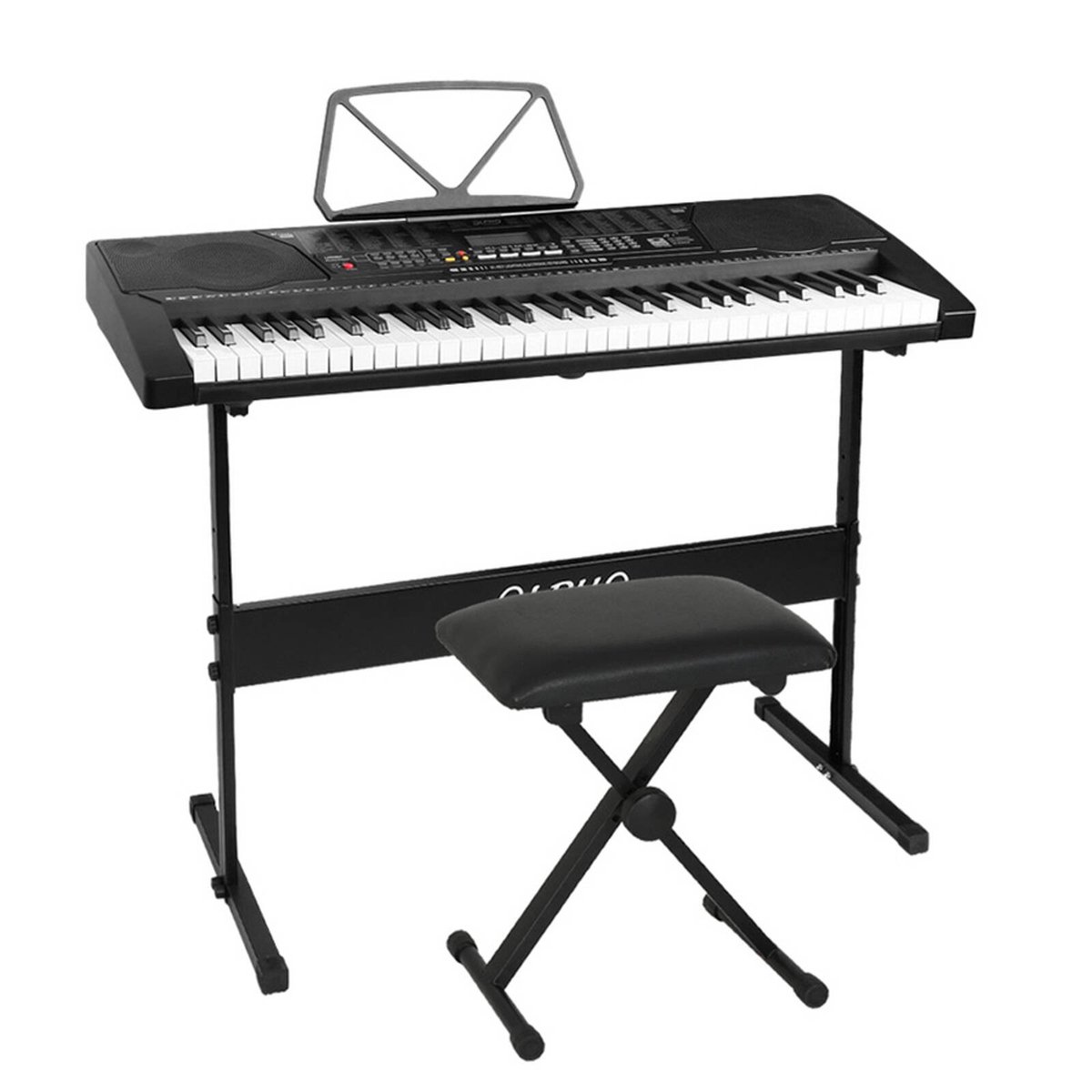 Alpha 61 Keys Electronic Piano Keyboard Digital w/ Stand Stool Lighted ...