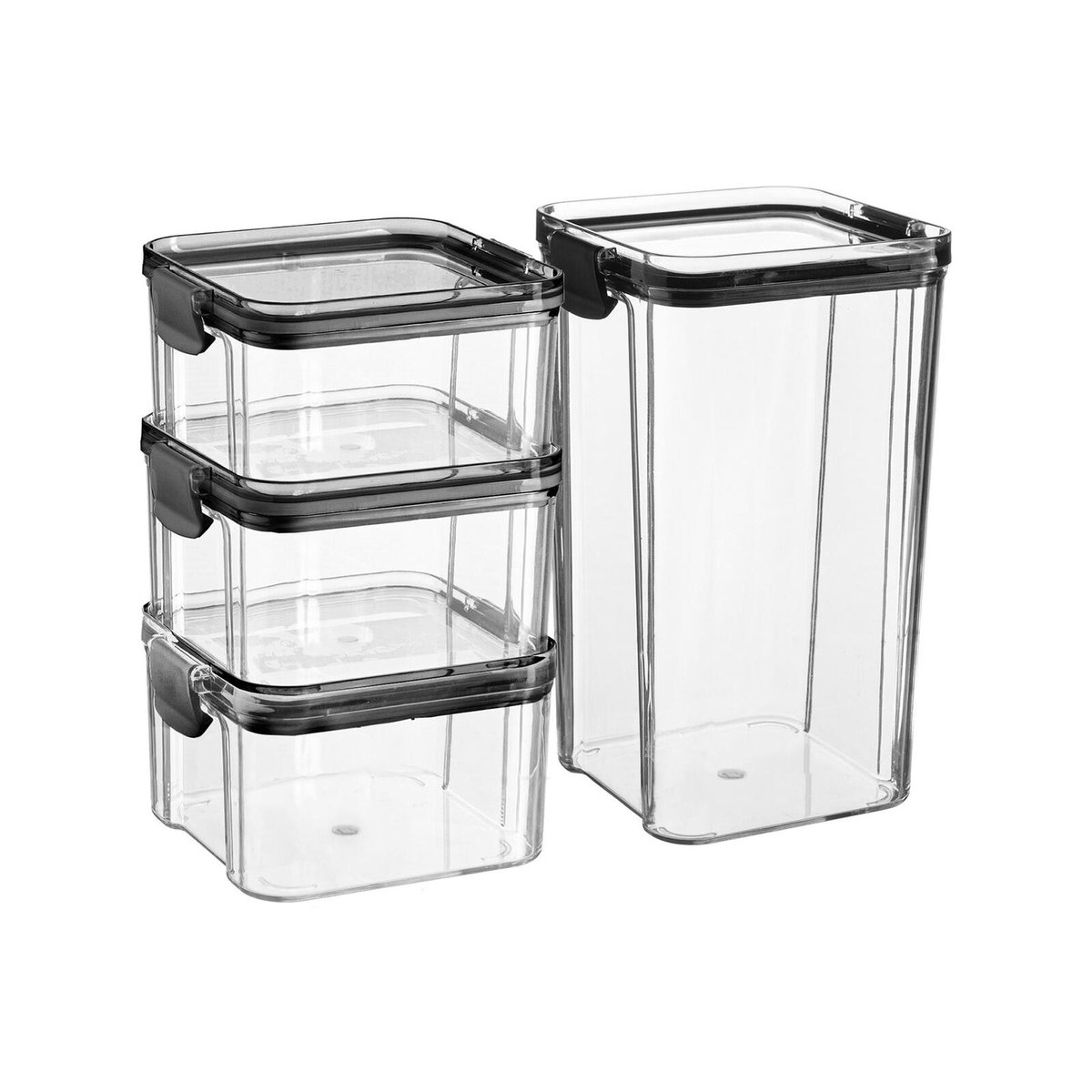 4 Piece Food Containers Set - 2 Sizes - Black - Bunnings Australia