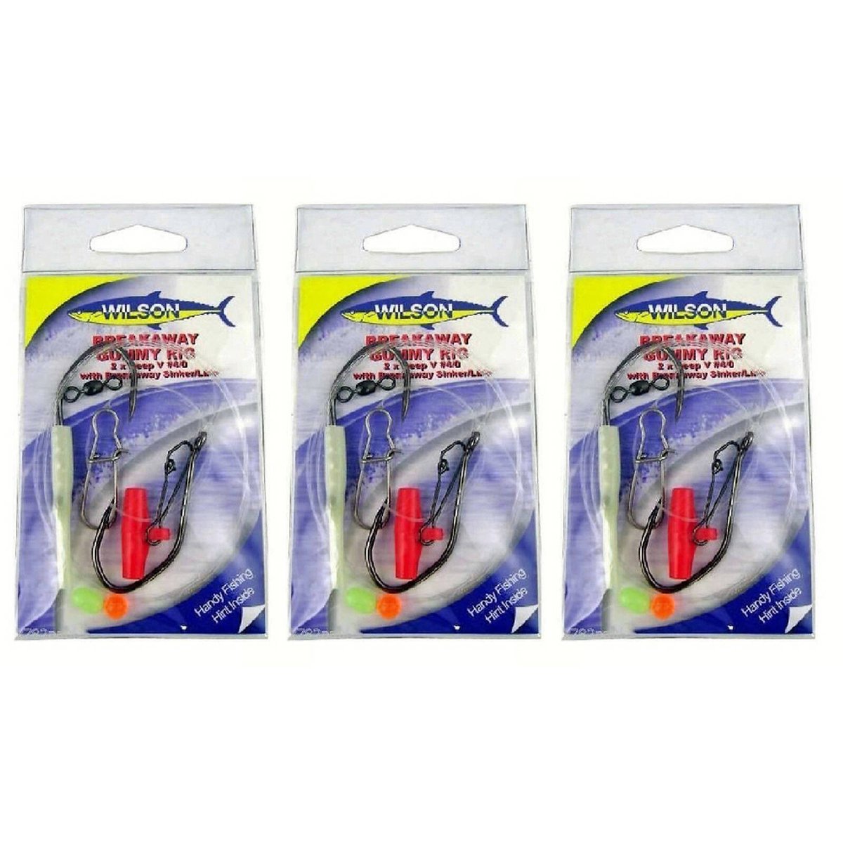 3x Wilson Breakaway Gummy Rig 2 X 4/0 Deep V - Breakaway Sinker/Line ...