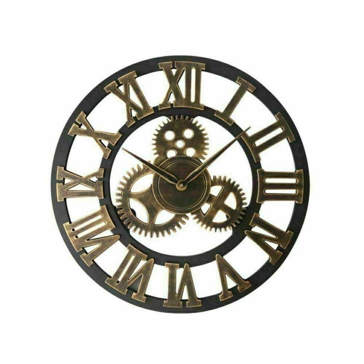 58cm Large Round Wall Clock Vintage Wooden luxury Art Design Vintage ...