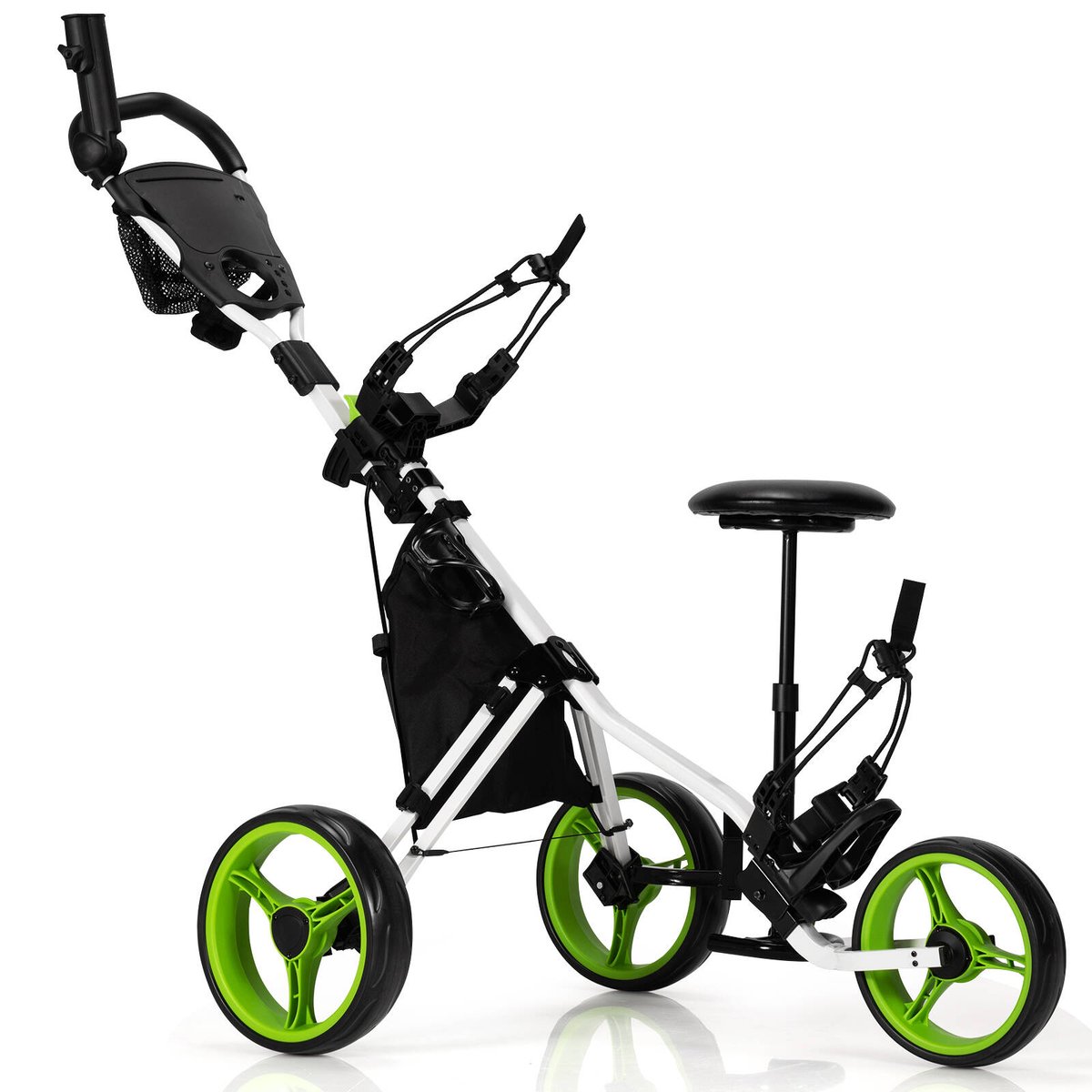 Costway Foldable Golf Buggy Trolley w/Bag/Umbrella Holder, Green ...