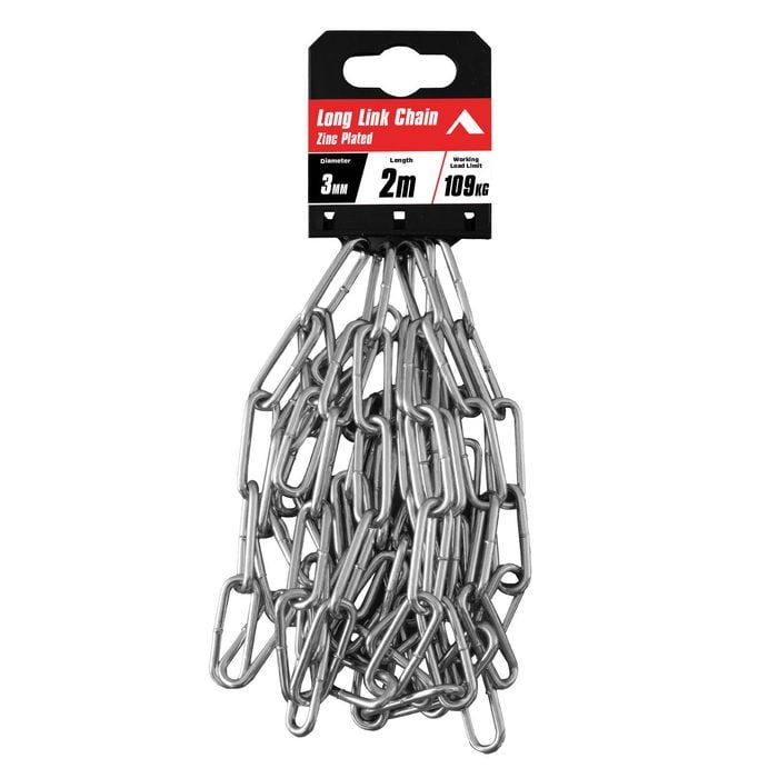 Pinnacle 3mm x 2m Zinc Plated Long Link Chain - Bunnings Australia