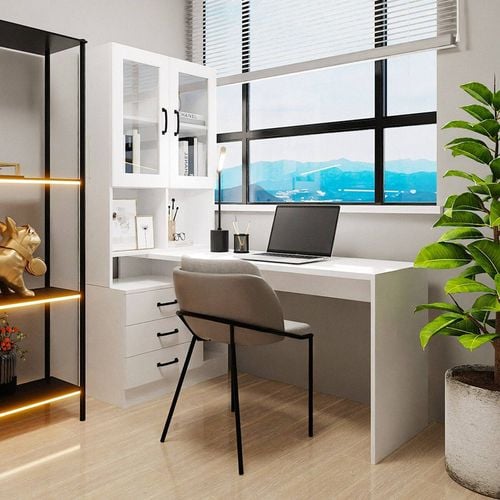 Luxsuite White Computer Desk - Bunnings Australia