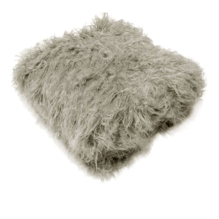 Faux Fur Long Hair Throw Rug Curly Taupe - Bunnings Australia