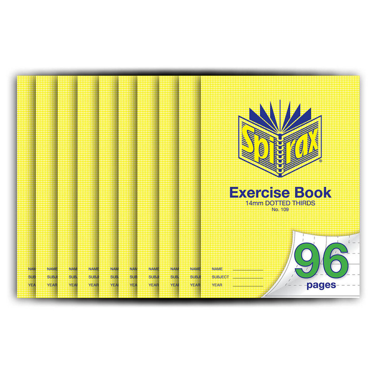 10x Spirax 70gsm 96 Pages A4 14mm Dotted Third No.109 Exercise Book ...
