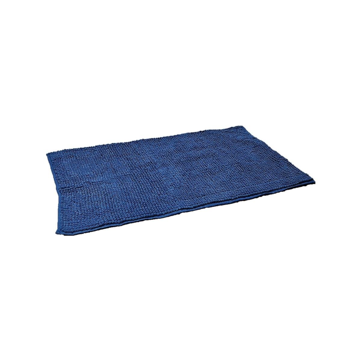 Barelli Bath Mat Rectangular 50cm x 80cm Non-Slip Chenille Navy ...