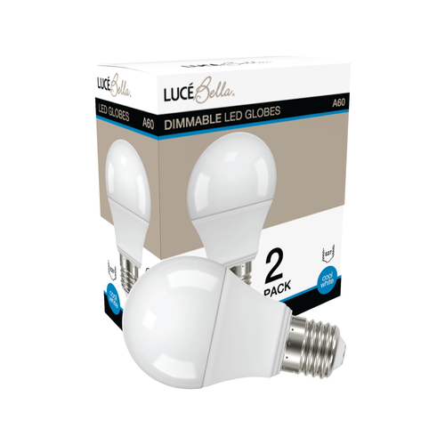 Luce Bella 13W 1521lm A60 Cool White Dimmable LED E27 Globe - 2 Pack ...