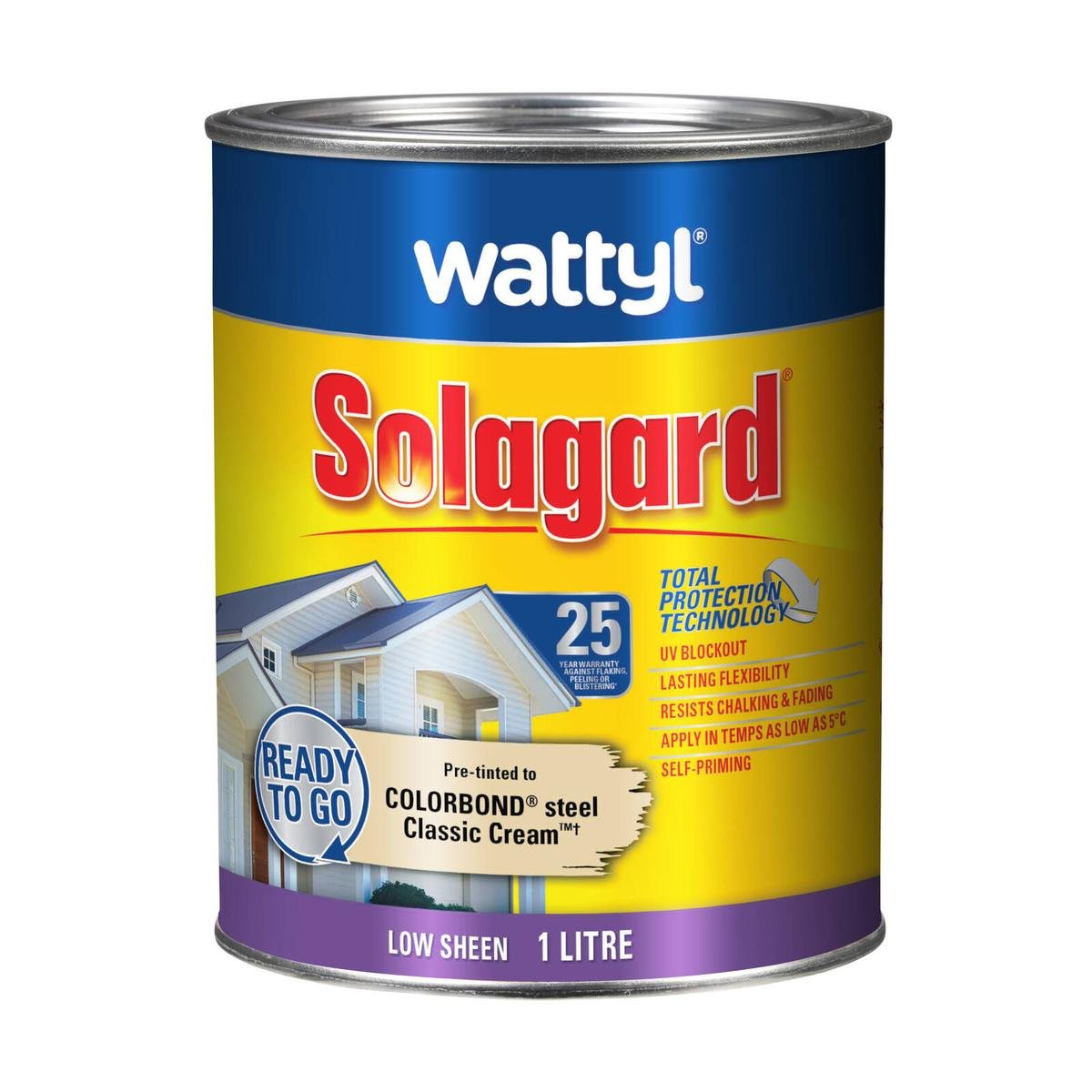 Wattyl 1L Classic Cream Low Sheen Pre-tinted Solagard Exterior Paint ...