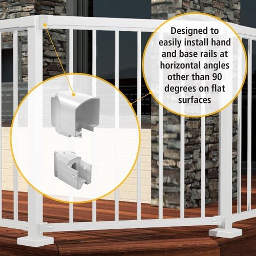 PEAK White Aluminium Deck Balustrade Horizontal Angle Bracket Kit ...