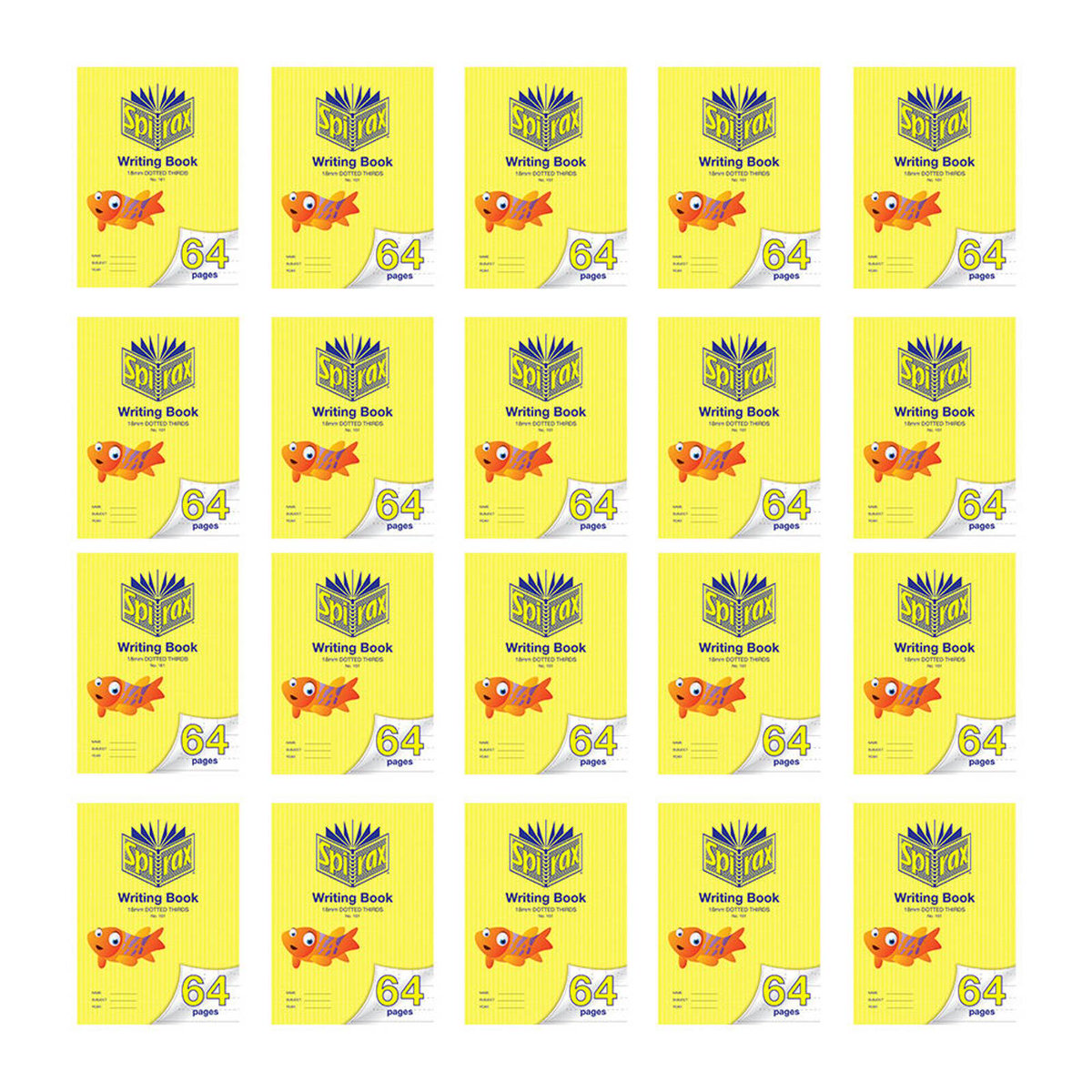 20x Spirax 161 Writing Book 33.5x24cm 64 Pages 18mm Dotted Thirds ...