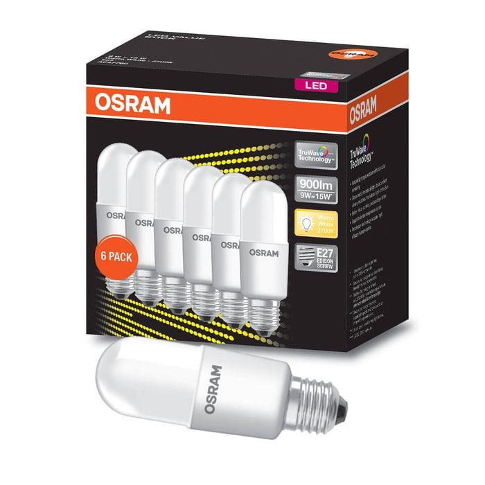 Osram Globe Led Stick 9W ES WW 6PK - Bunnings Australia