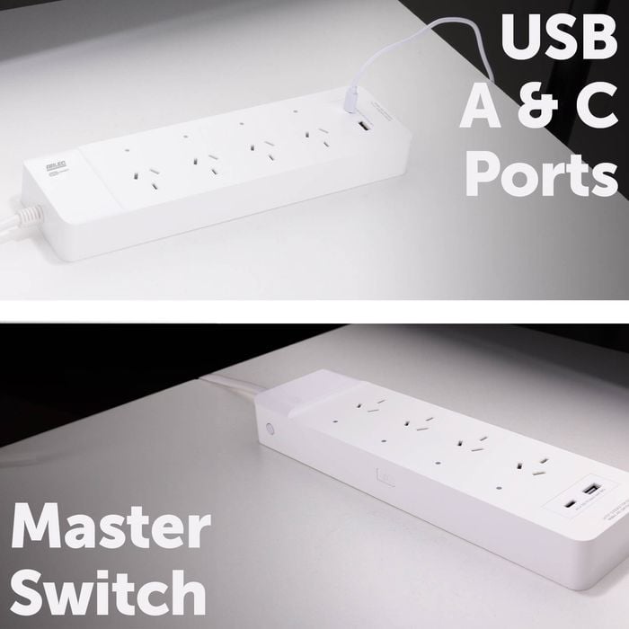 Arlec Grid Connect Smart 4 Outlet Powerboard With USB A And C Charger ...