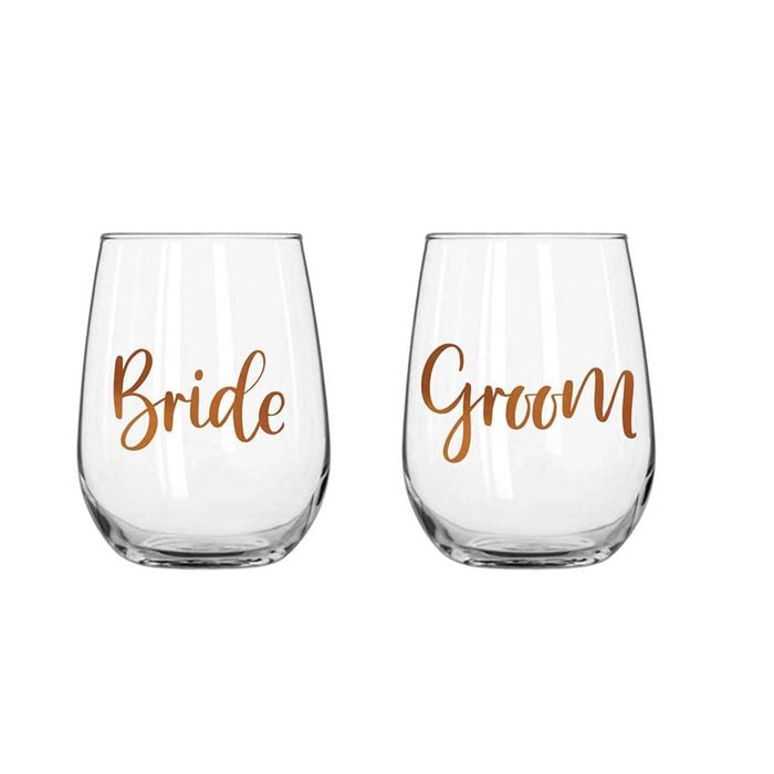 2pc Bride/Groom Stemless Rose Gold 600 ml Drinking Cup - Bunnings Australia
