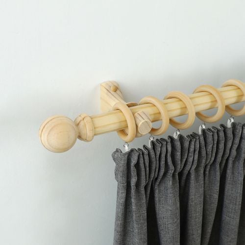 Windoware 260cm x 33mm Natural Wooden Curtain Rod Set - Bunnings Australia