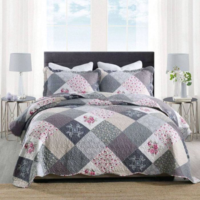 Polyester Lightly Quilted Coverlet Set Bloomington Queen - Bunnings Australia