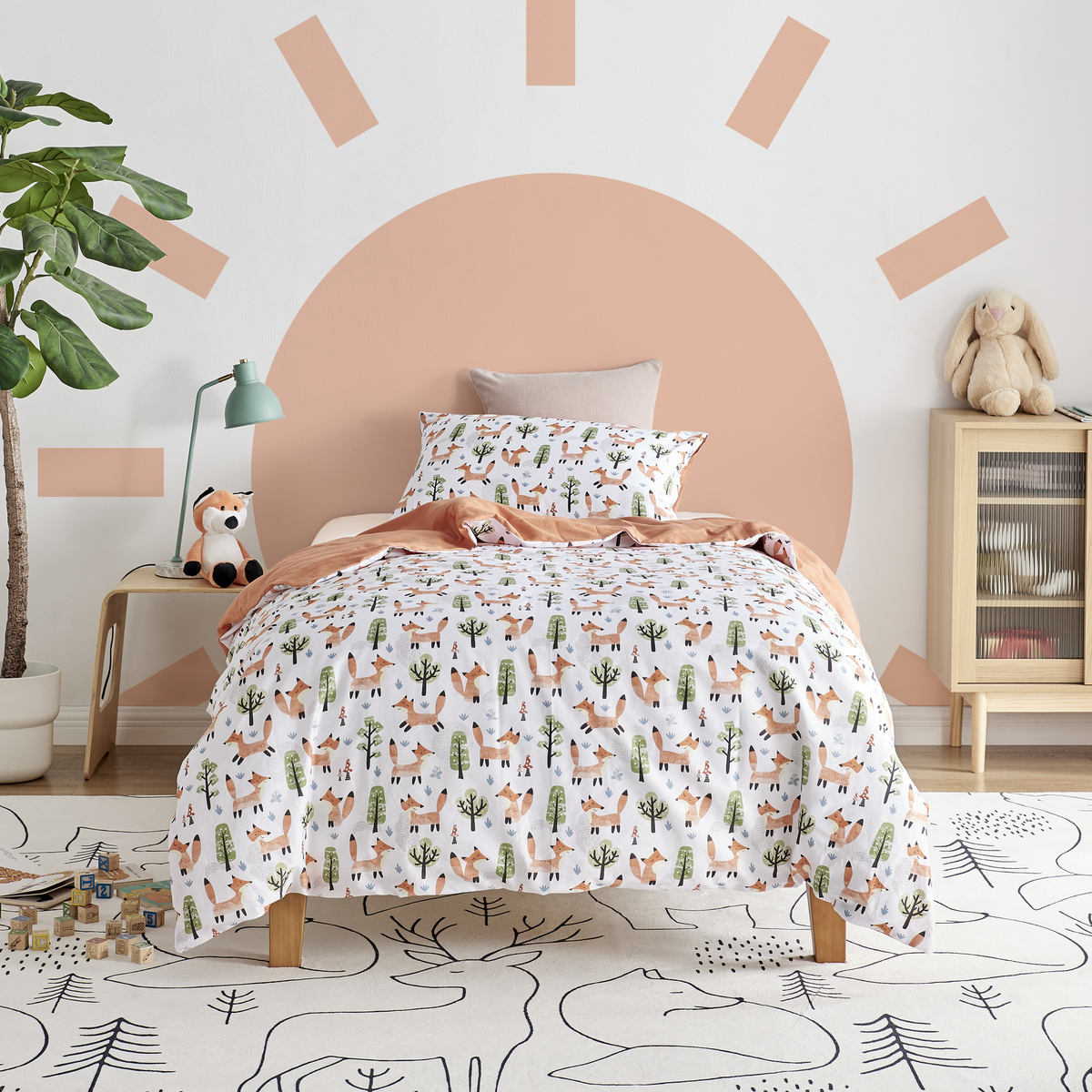 Jack & Ava Quilt Cover Set Shy Fox Single Bed - Bunnings Australia