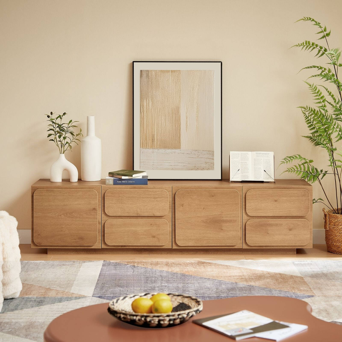 Eliana Wooden Natural TV Unit - Bunnings Australia